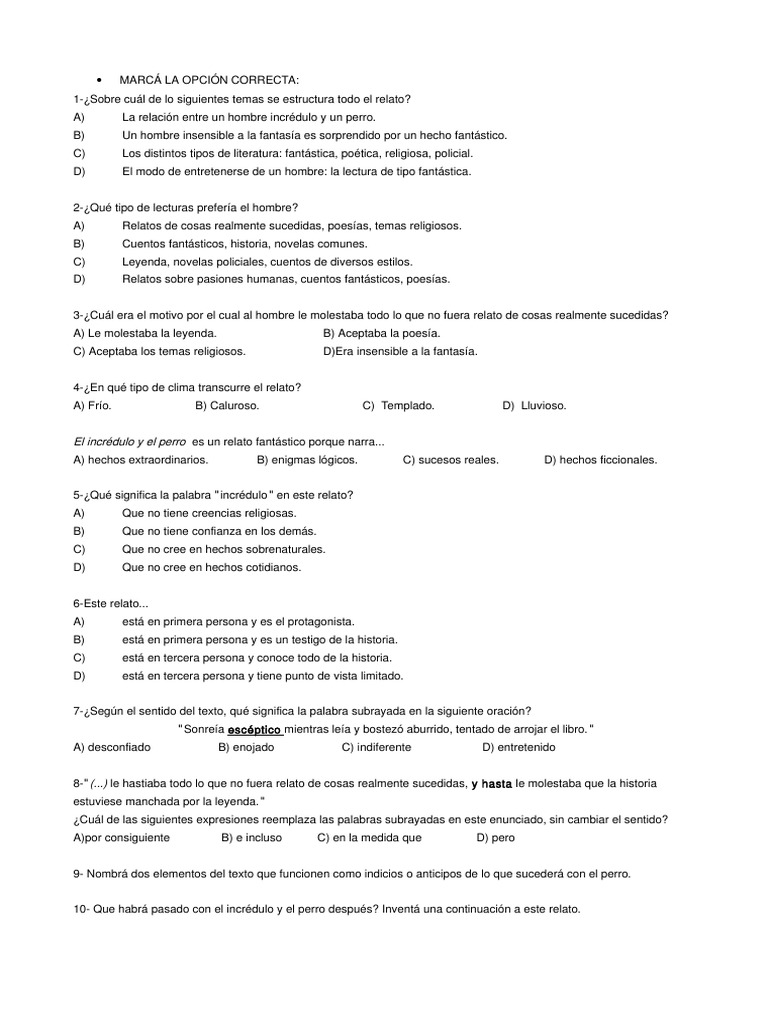 EL INCREDULO Multiple Choice | PDF | Fantasía | Novelas