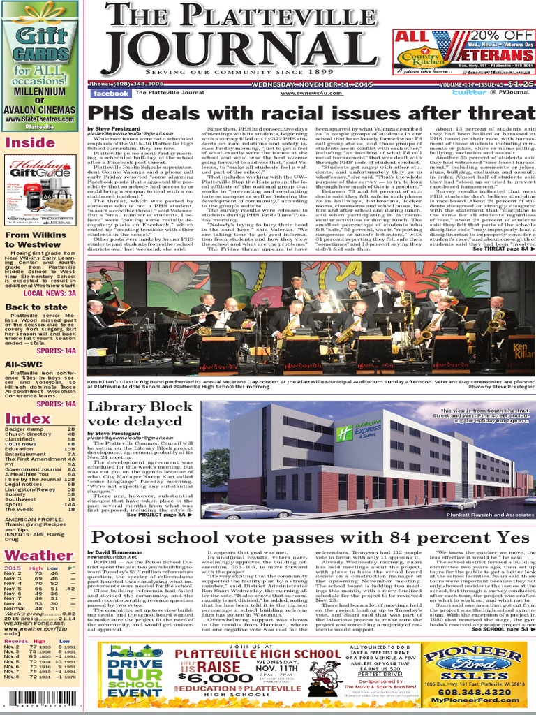 The Platteville Journal Nov. 11, 2015 Breaking News | PDF | Schools ...