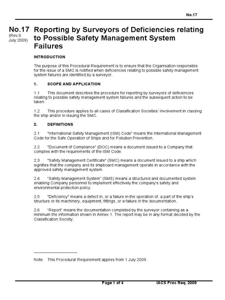 Reporting SMS Deficiencies per IACS PR 17 | PDF | Safety | Government