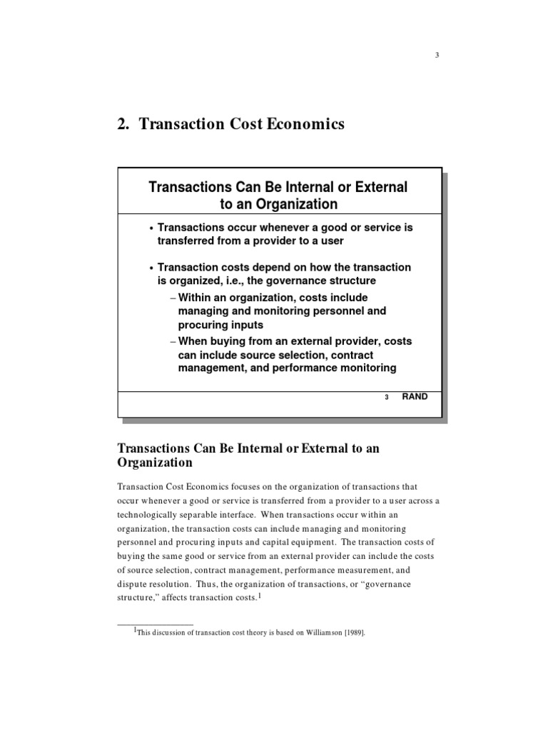 Organizing Transactions: Understanding How Transaction Cost Economics ...