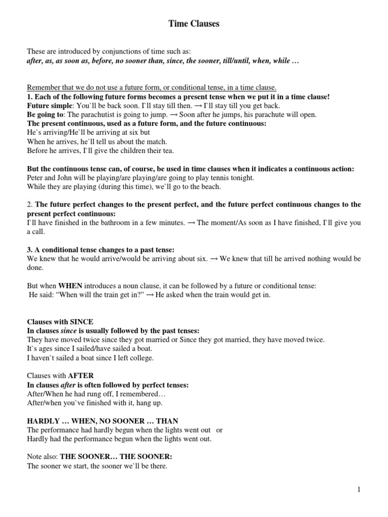 Time Clauses | PDF | Grammatical Tense | Linguistic Morphology