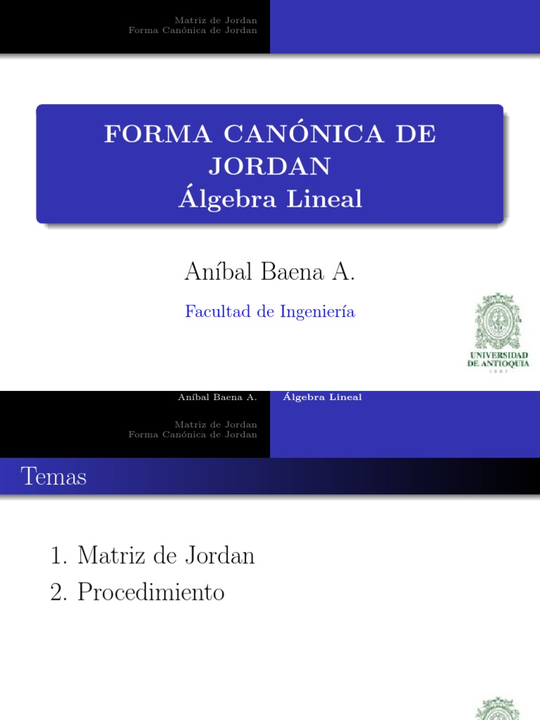 Forma Canónica de Jordan | PDF | Matriz (Matemáticas) | Teoría del operador