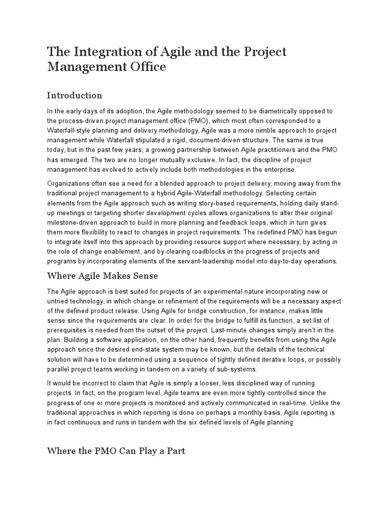 Agile-PMO Integration Strategies | PDF | Agile Software Development ...