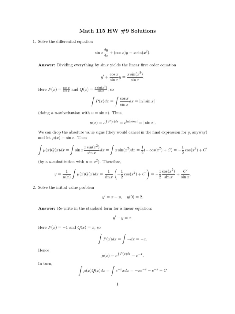 Math 115 HW #9 Solutions PDF | PDF | Capacitor | Voltage