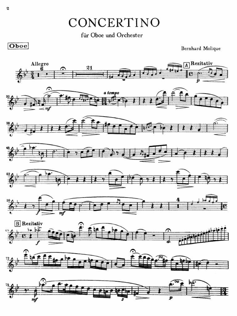 Concertino For Oboe Bernhard Molique PDF | PDF