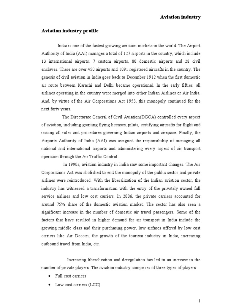 Industry Analysis Report ... Aviation Industry | Download Free PDF ...