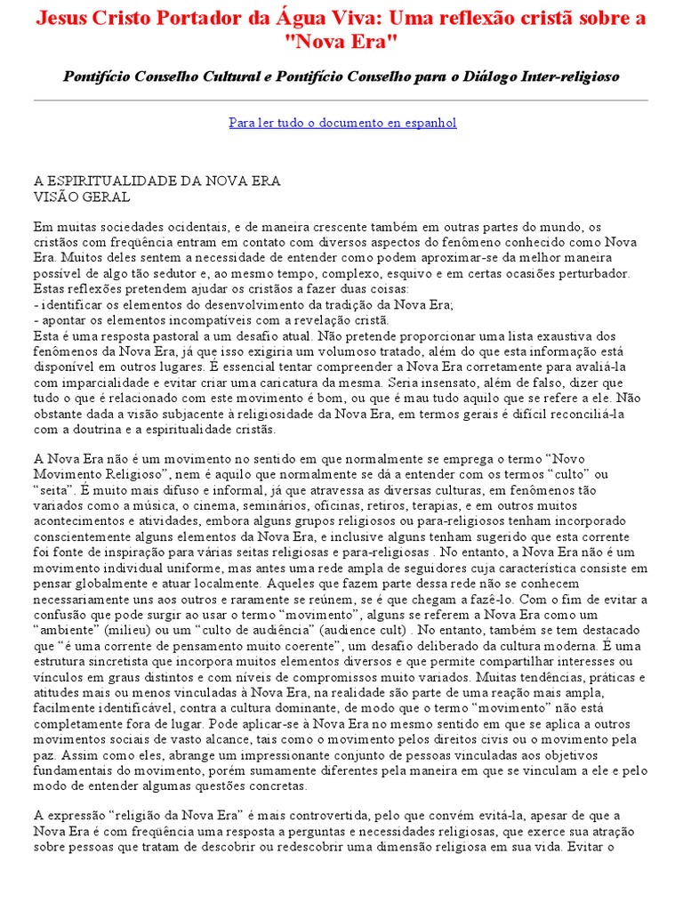 Reflexão Cristã sobre a Nova Era | PDF | Nova Era | Carl Jung
