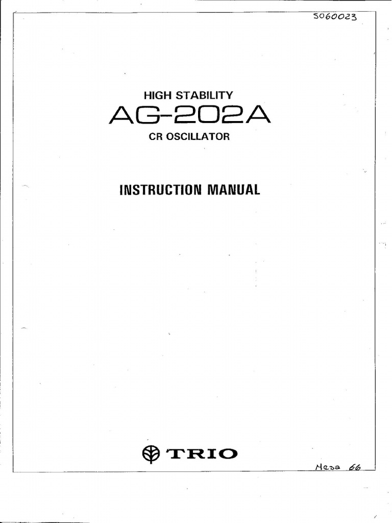 Trio AG-202A Instruction Manual | PDF