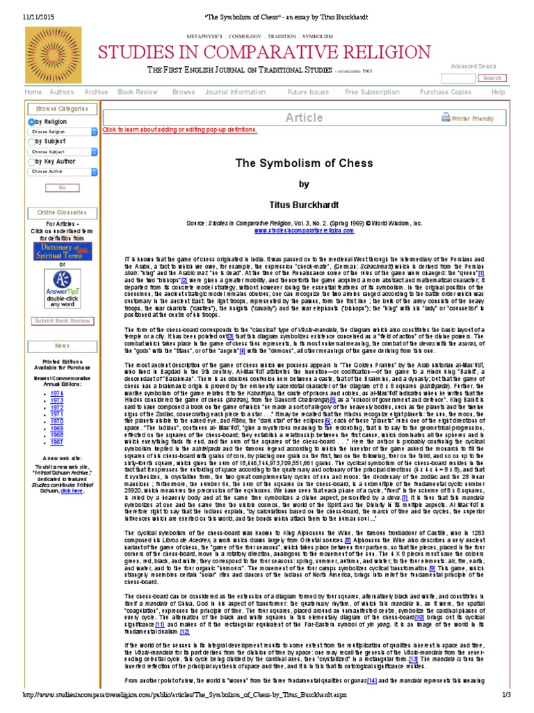The Symbolism of Chess - An Essay by Titus Burckhardt (2016!09!05 20-44 ...