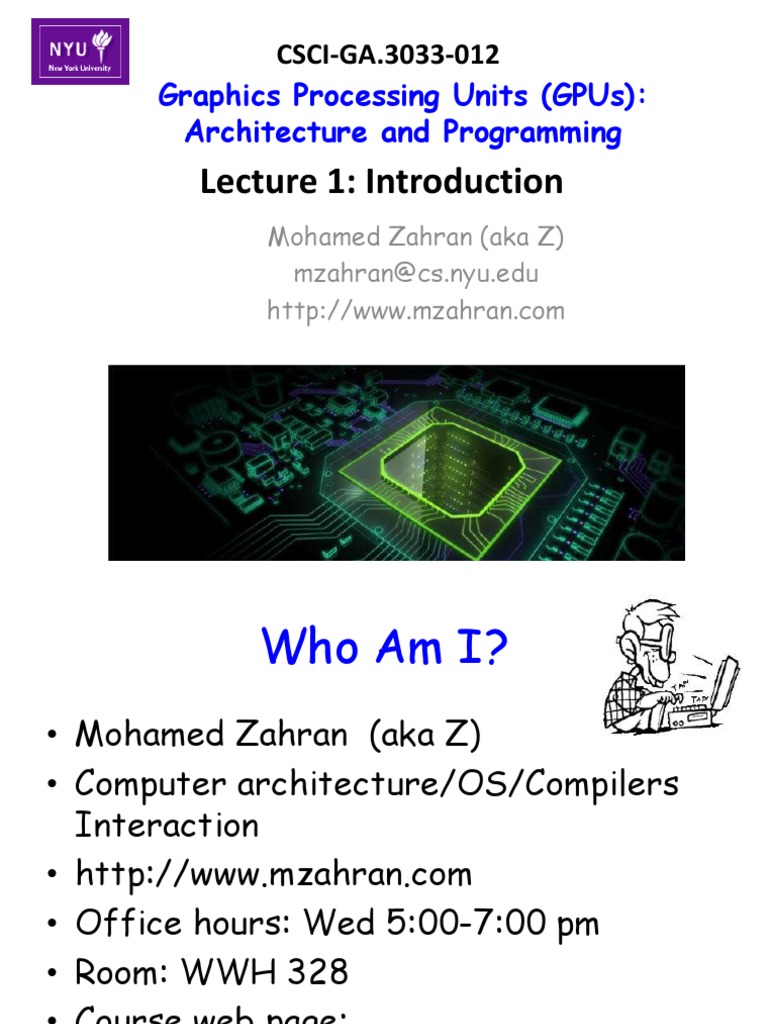 Lecture 1: Introduction: Graphics Processing Units (Gpus) : Architecture and Programming | PDF ...