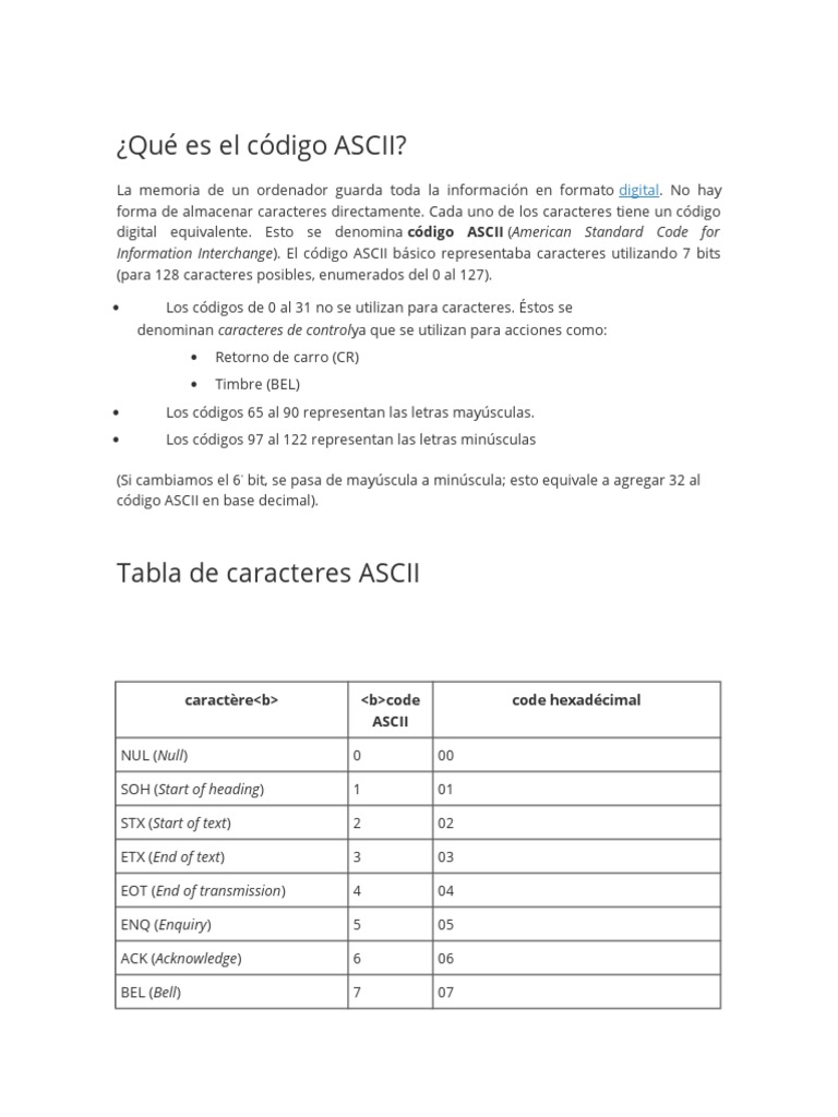 Qué Es El Código ASCII | PDF