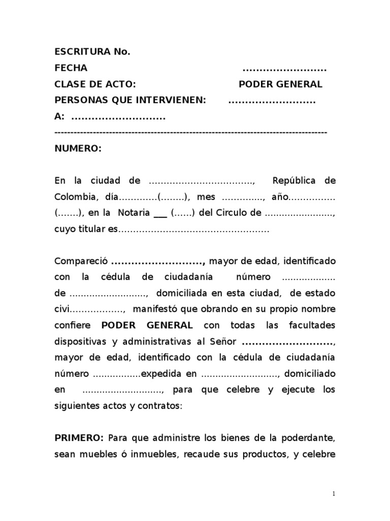 Poder General Por Escritura Publica | Descargar gratis PDF | Gobierno ...