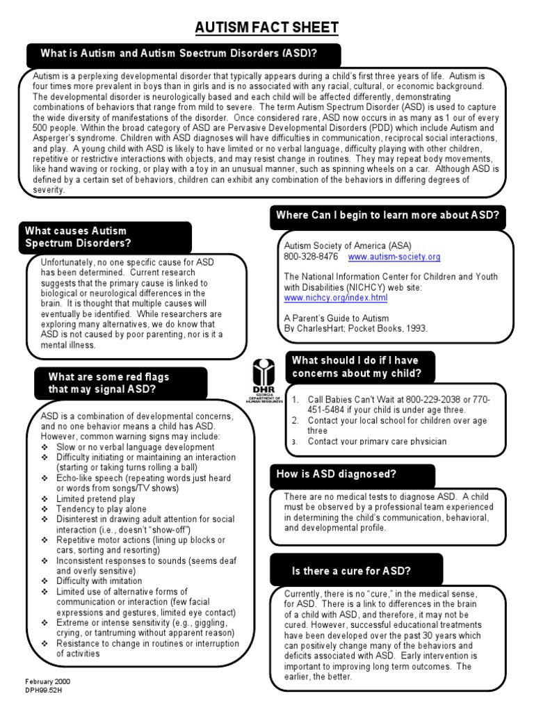 Autism Fact Sheet English | PDF | Autism Spectrum | Pervasive ...