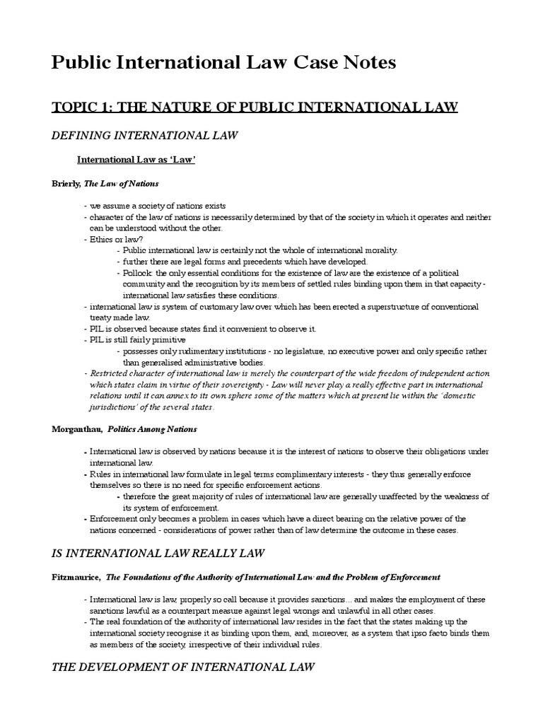 Public International Law Case Notes | PDF | Sovereign State | Public ...