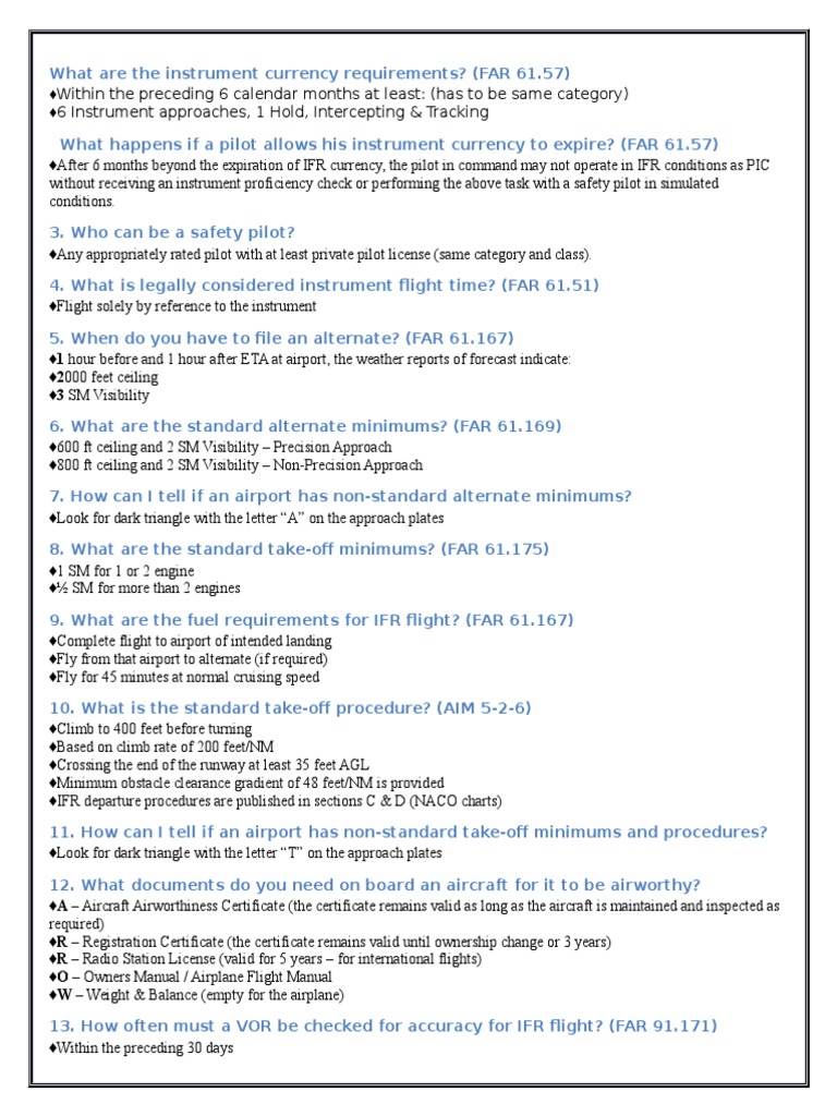 IFR - Student Handout | PDF | Instrument Flight Rules | Visual Flight Rules