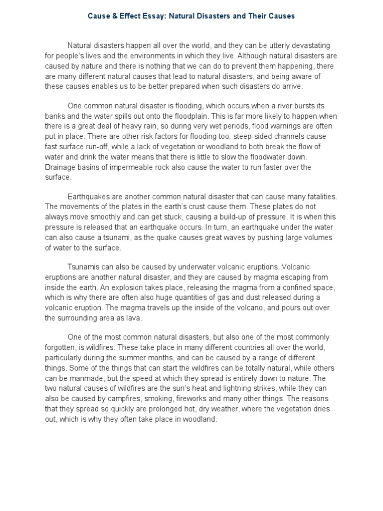 Cause & Effect Essay: Natural Disasters and Their Causes | Download ...