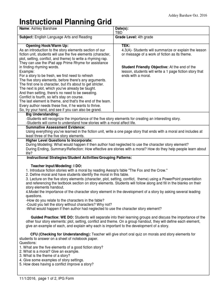 Ipg Form | PDF | Fable | Learning