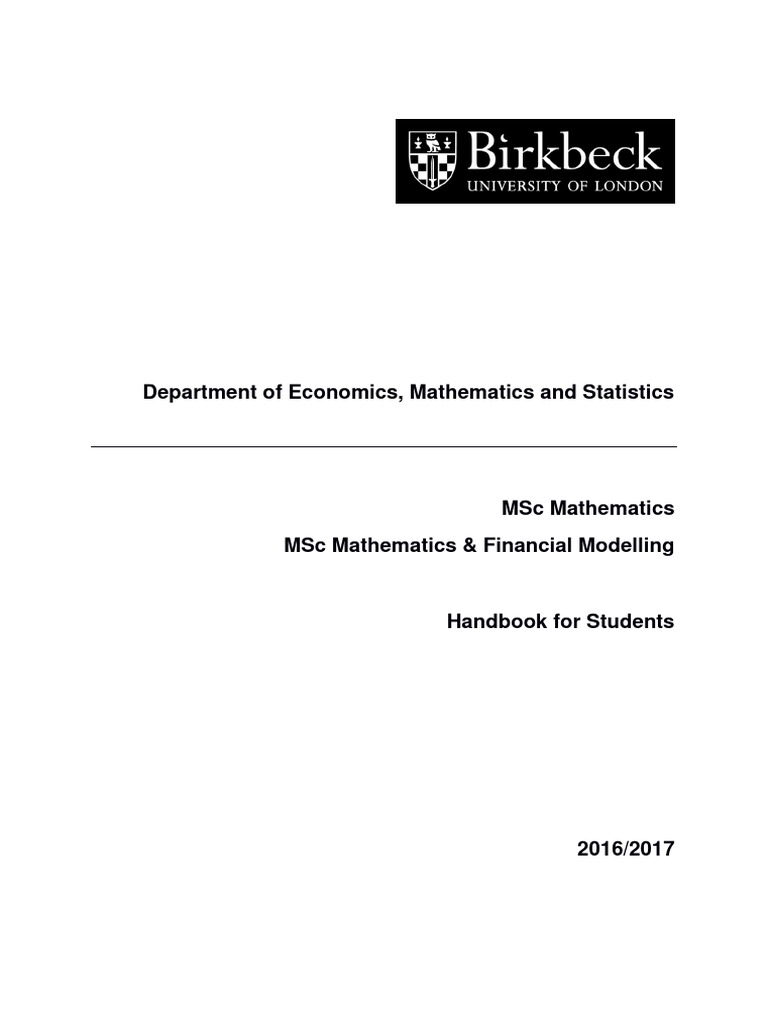 MSc Mathematics Student Handbook 2016/17 | PDF | Ring (Mathematics ...
