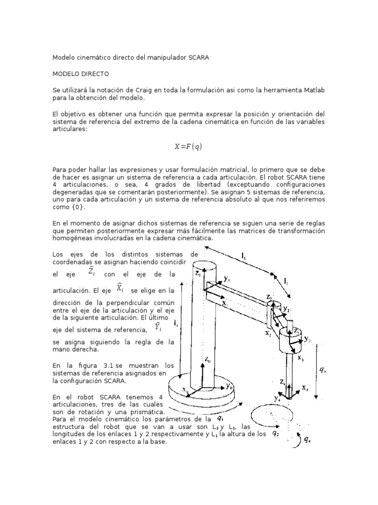Modelo Cinemático de Un Robot SCARA | Cinemática | Sistema coordinado
