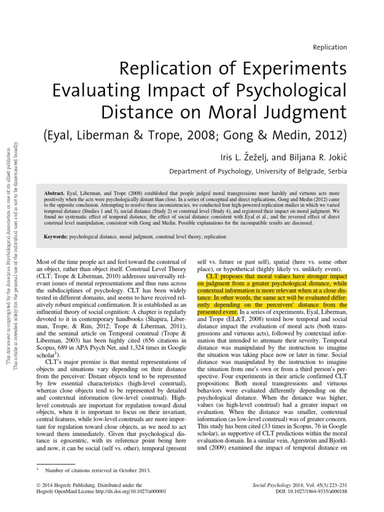 Moral Judgment | PDF | Experiment | Psychology