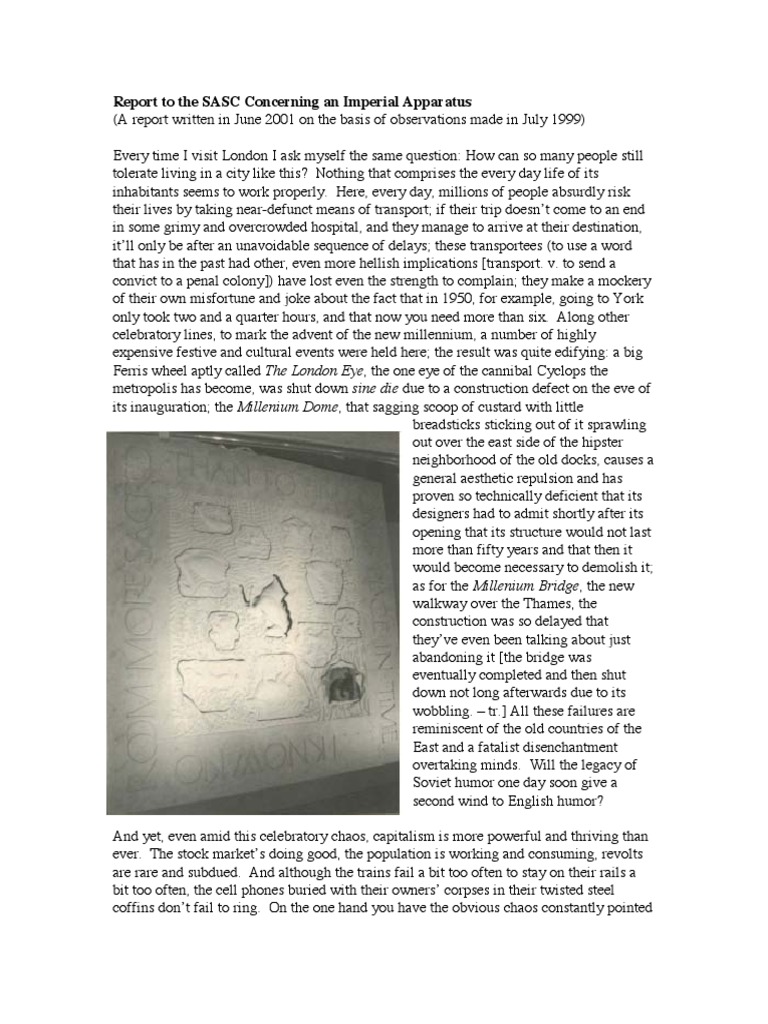 Report To The SASC Concerning An Imperial Apparatus | PDF | Retail ...