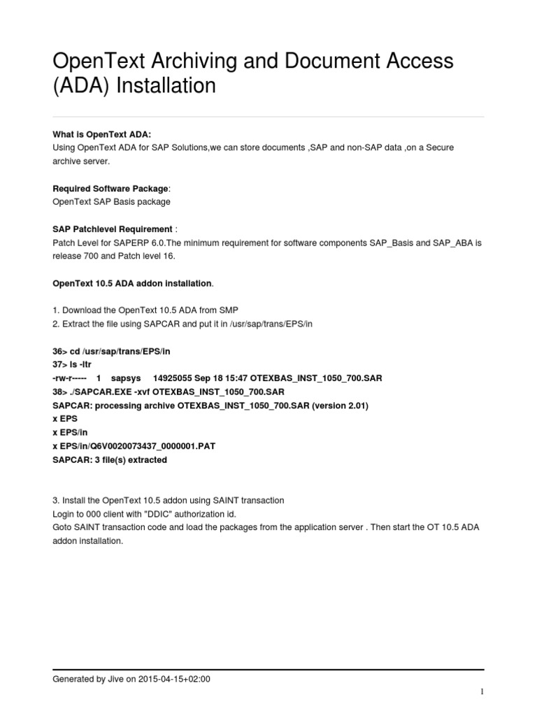 OpenText ADA Installation Guide | PDF