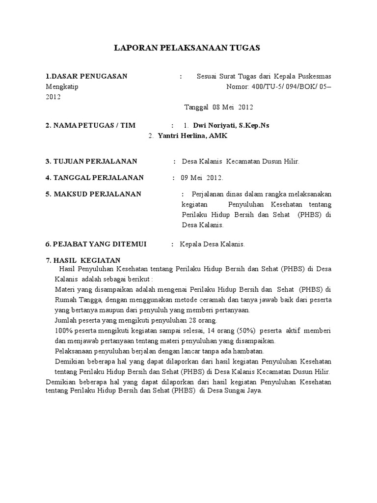 Laporan Pelaksanaan Tugas | PDF | Pengembangan Diri