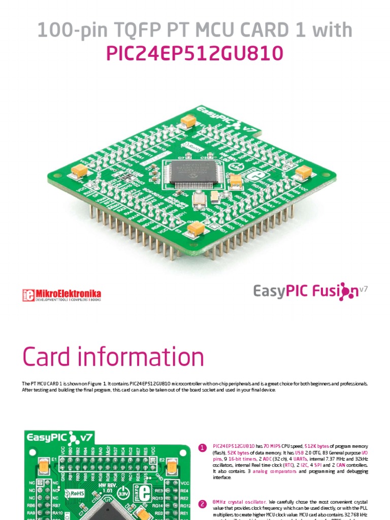 Easypic Fusion v7 Pic24ep Mcu Card Manual v100 | PDF | Microcontroller ...