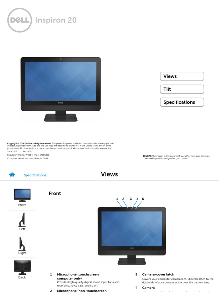 Dell Inspiron 20 3048 Series | PDF | Secure Digital | Computer Hardware