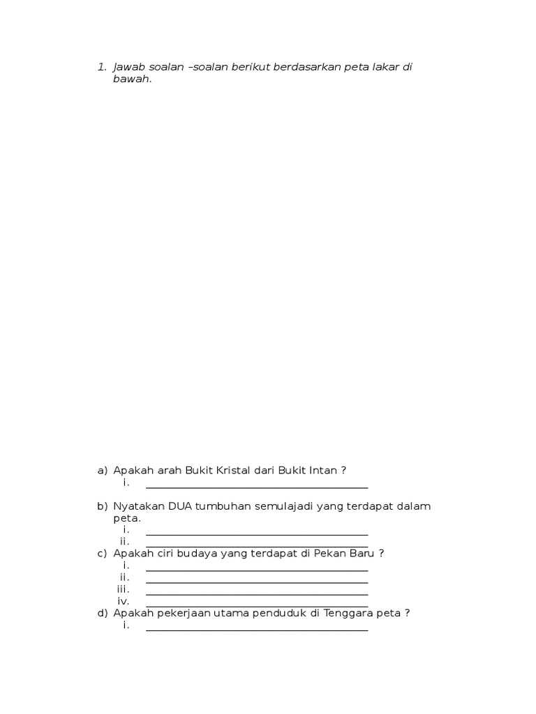 Jawab Soalan - Soalan Berikut Berdasarkan Peta Lakar Di Bawah | PDF