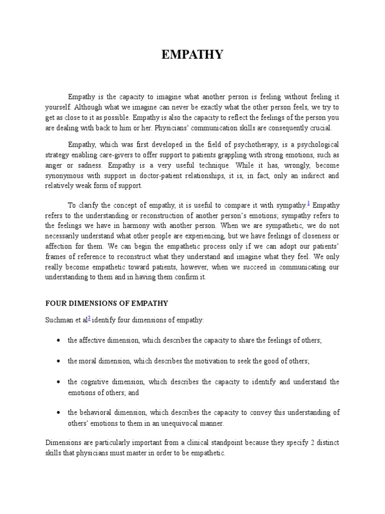 Empathy: Four Dimensions of Empathy | PDF | Empathy | Emotions
