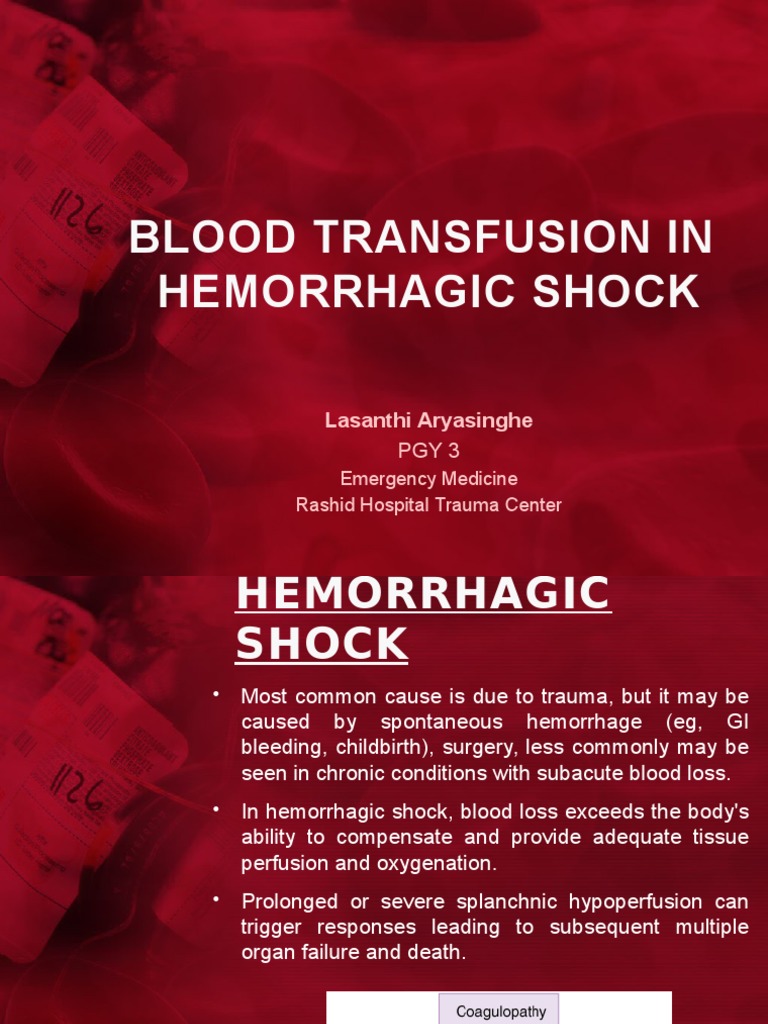 Blood Transfusion in Hemorrhagic Shock | Download Free PDF | Shock (Circulatory) | Bleeding