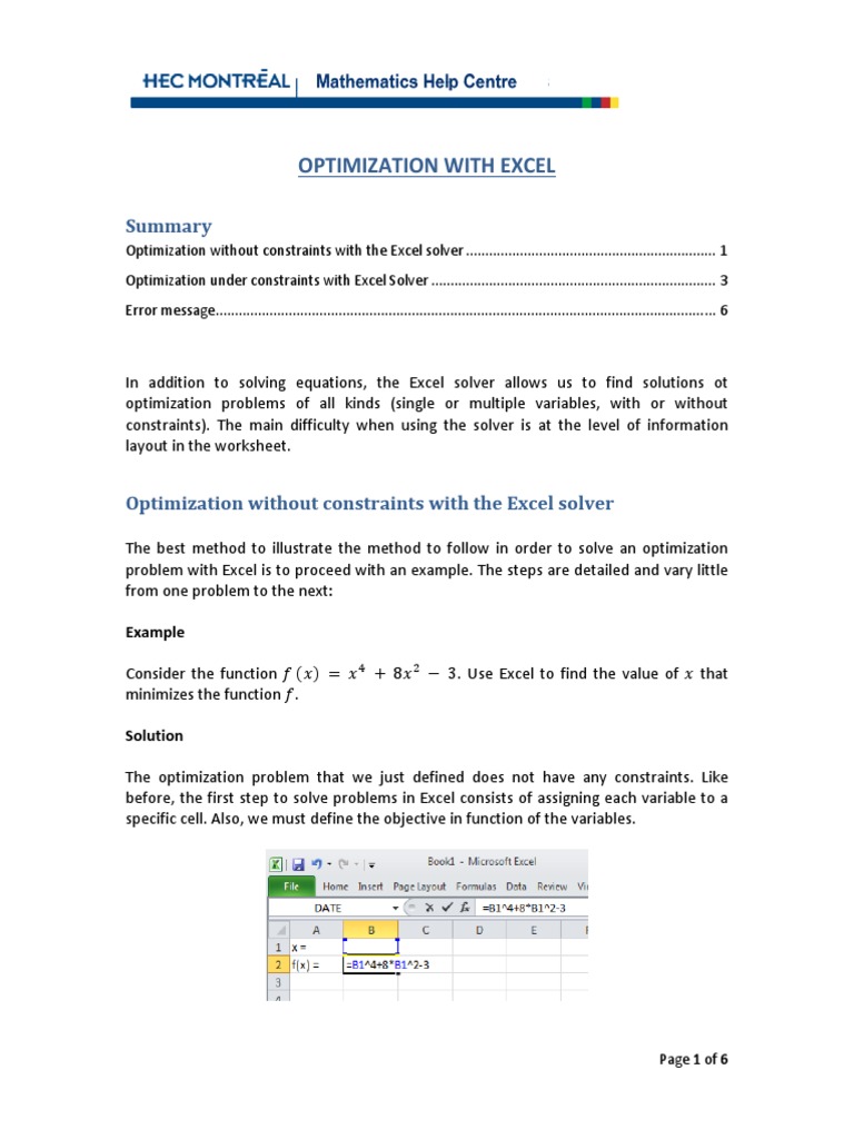 Optimization With Excel PDF | PDF | Mathematical Optimization | Loss ... Optimization With Excel PDF | PDF | Mathematical Optimization | Loss ...