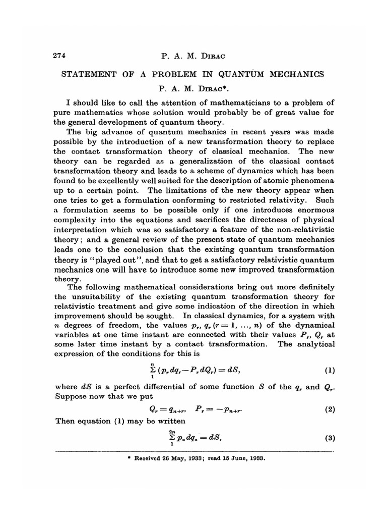 Statement of a Problem in Quantum Mechanics | Quantum Mechanics | Wave ...