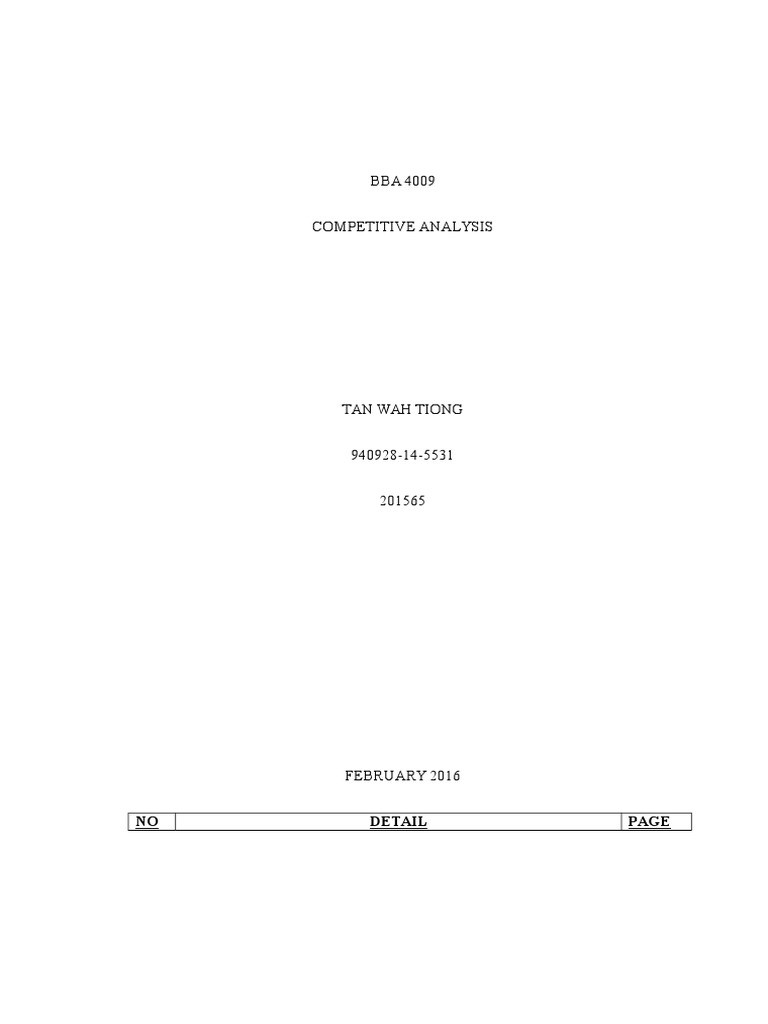 BBA 4009 Competitive Analysis | PDF | Strategic Management | Cognition