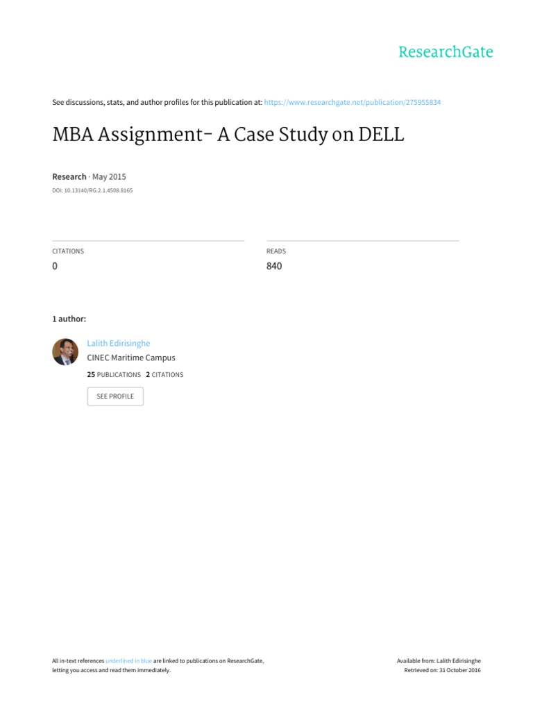 Dell Case Study | PDF | Dell | Inventory