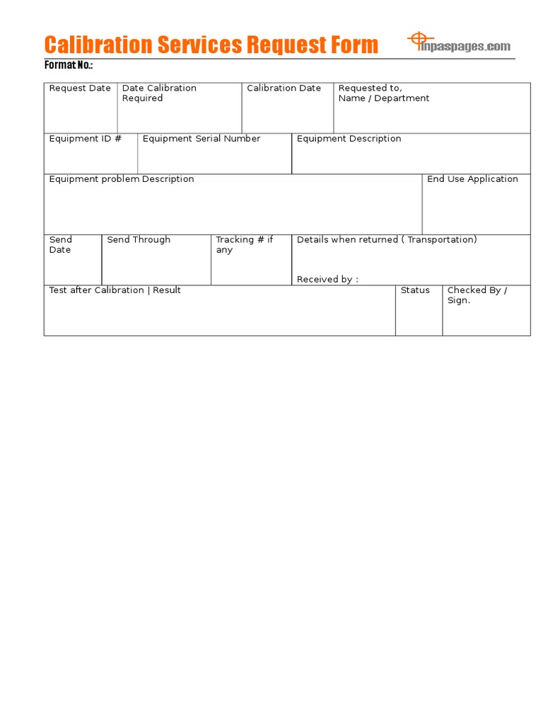 Calibration Services Request Form | PDF