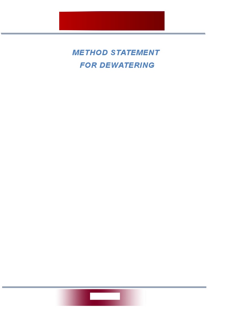 Method Statement Dewatering (Final) Rev1 | PDF | Safety | Pump