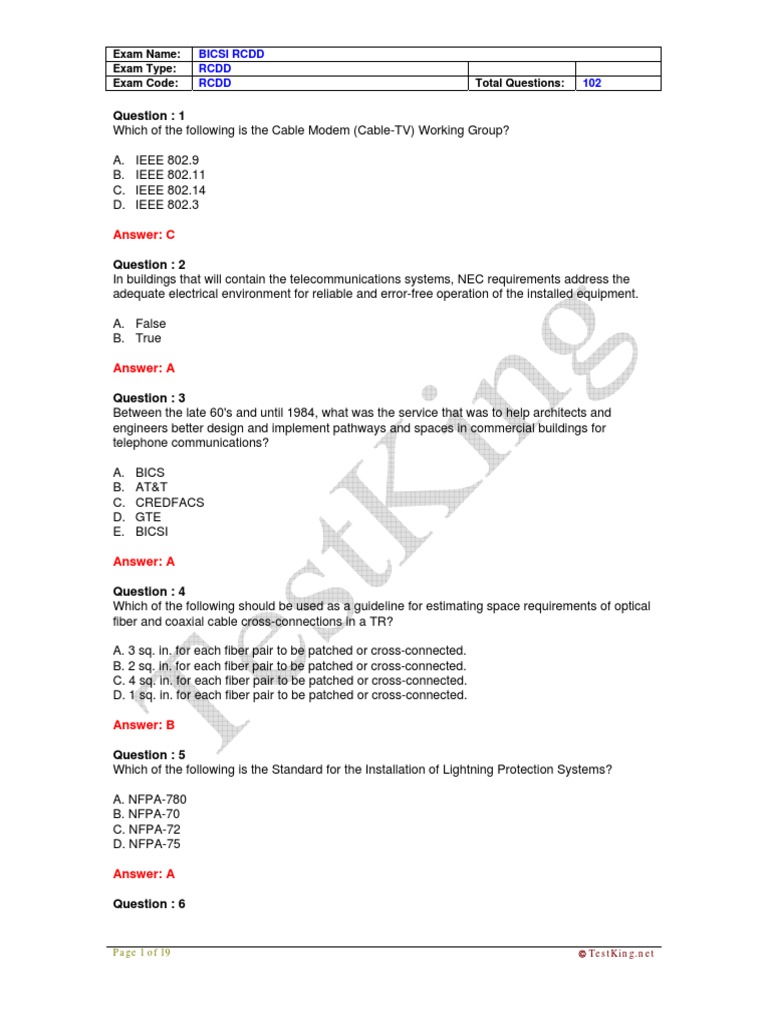 Answer: C: Exam Name: Exam Type: Exam Code: Total Questions | PDF ...