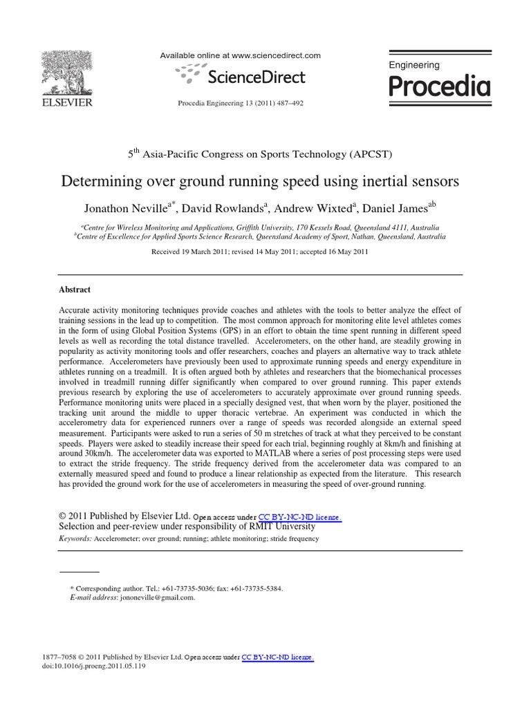 Over Ground Running Speed For Inertial Sensors | PDF | Accelerometer ...