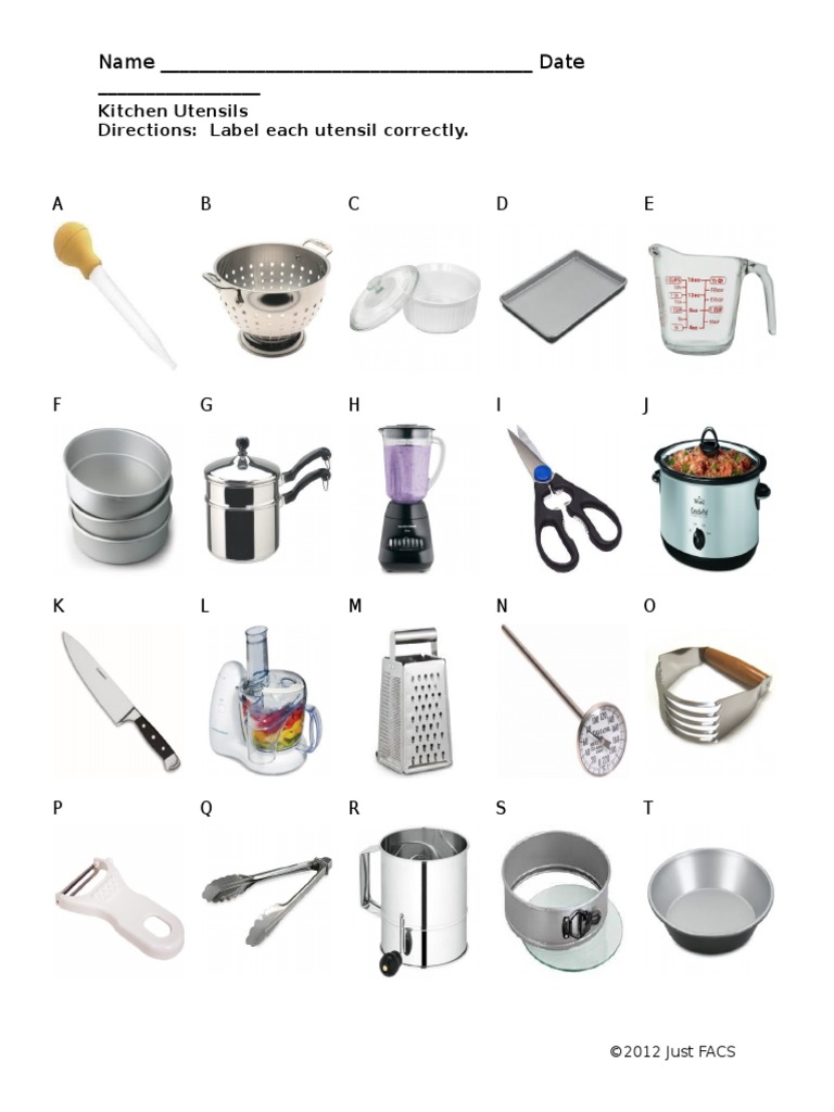 Kitchen Utensils With Labels