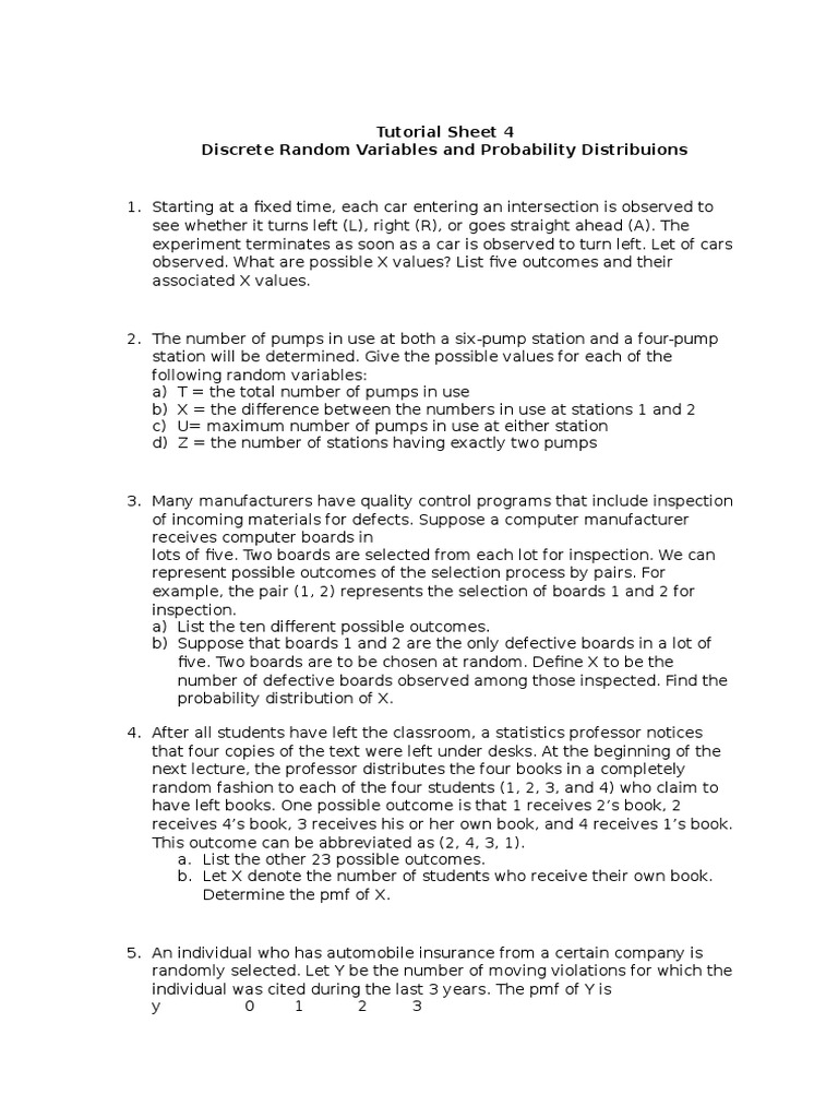 Tutorial Sheet 4 | Download Free PDF | Probability Distribution | Randomness