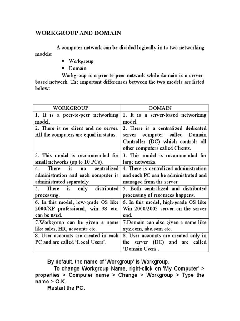 1 Workgroup&Domain | PDF