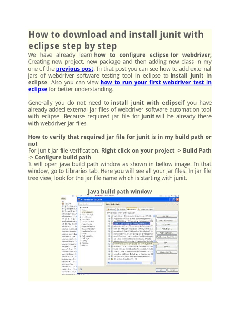 How To Download and Install Junit With Eclipse Step by Step | PDF ...