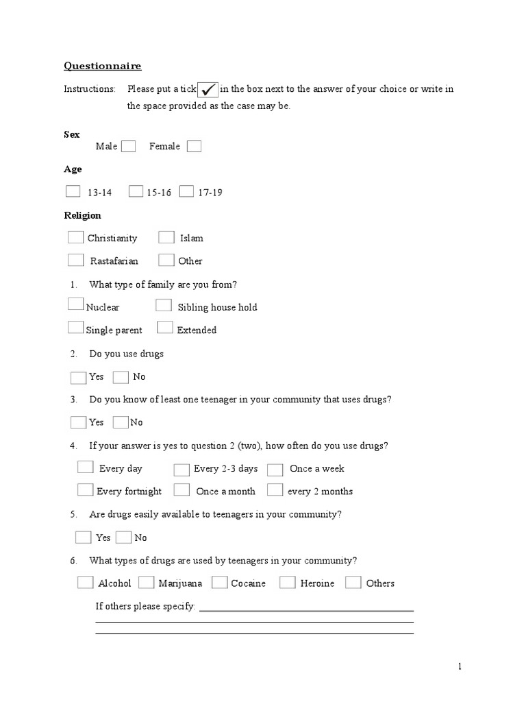 Social Studies SBA (Sample Questionnaire) | PDF