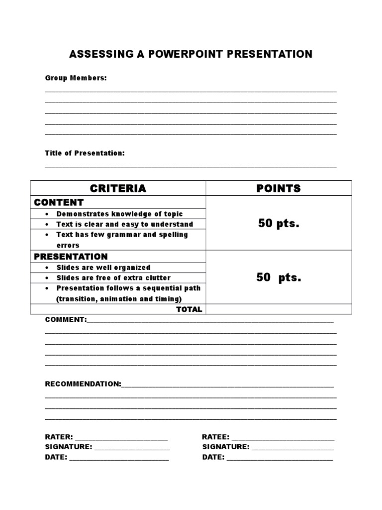PowerPoint Presentation Assessment Guide | PDF