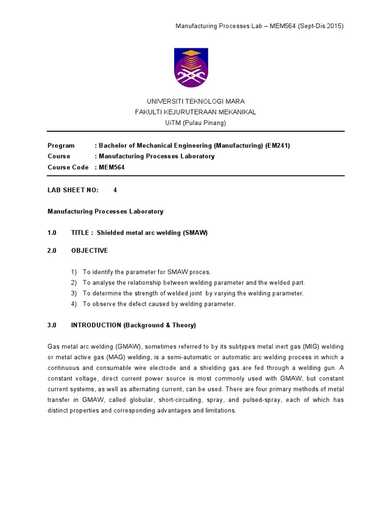 SMAW Parameters and Joint Strength Analysis | PDF | Joining | Welding