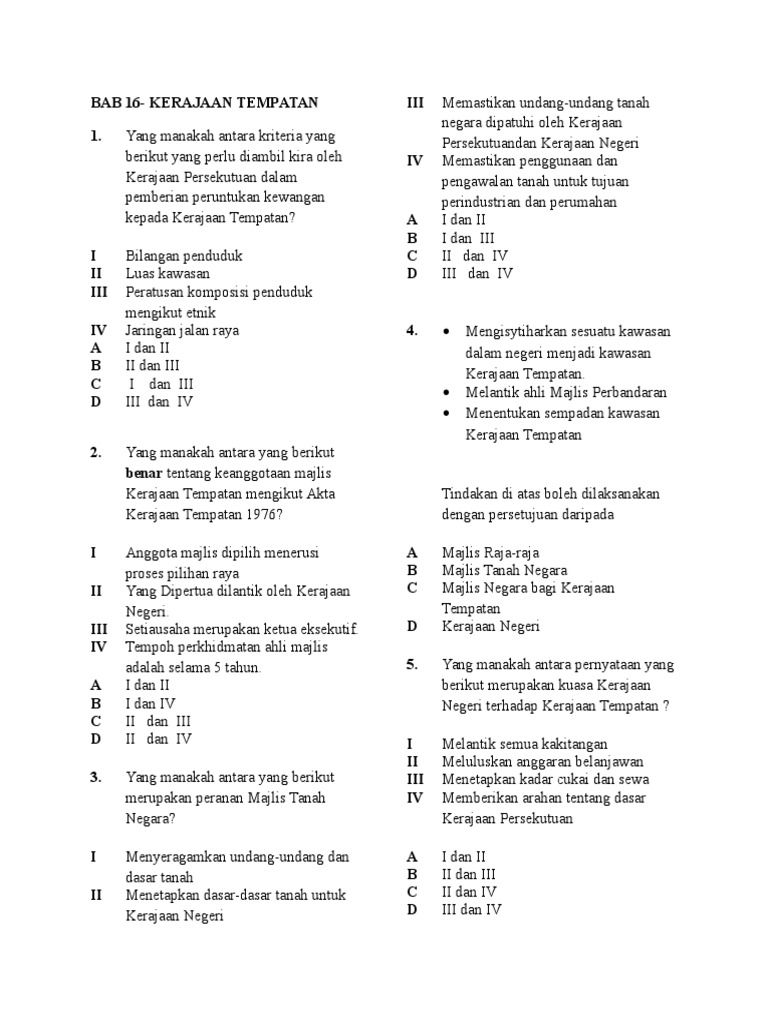 Bab 16 Kerajaan Tempatan | PDF