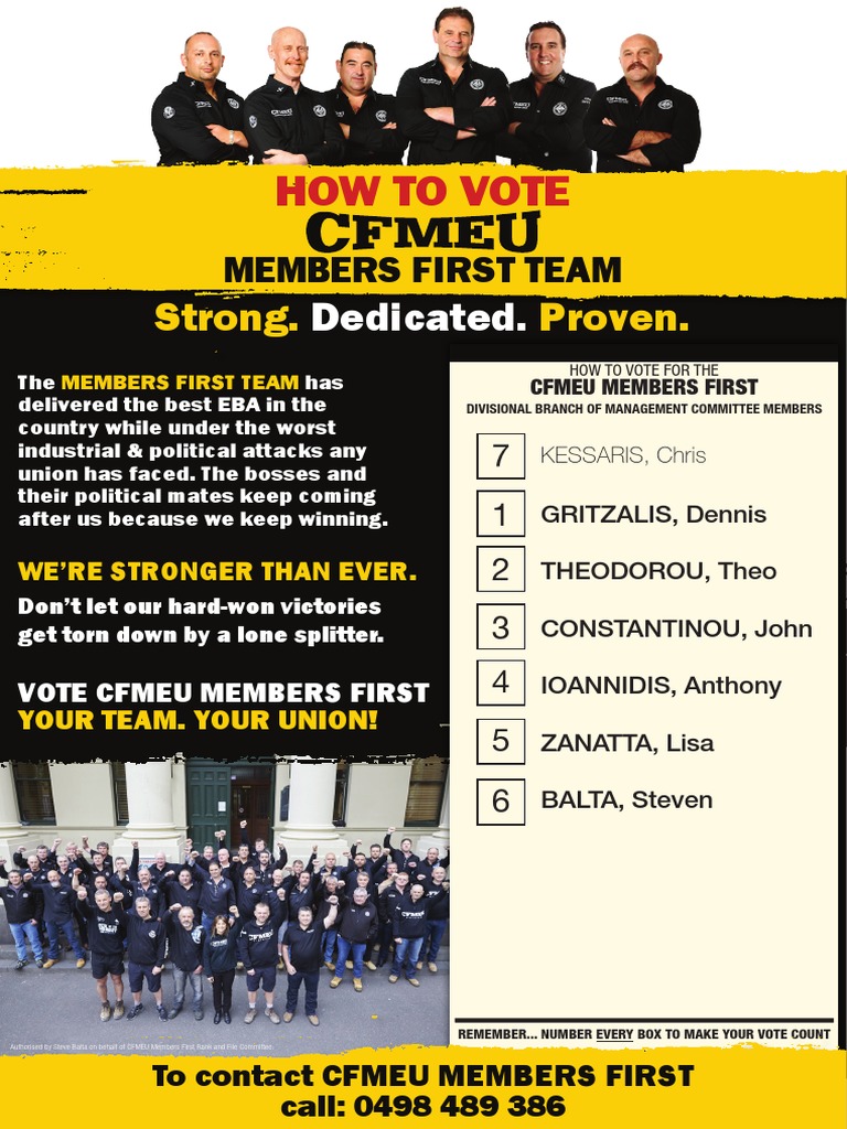 CFMEU Members First Team HTV A4 Flyer | PDF