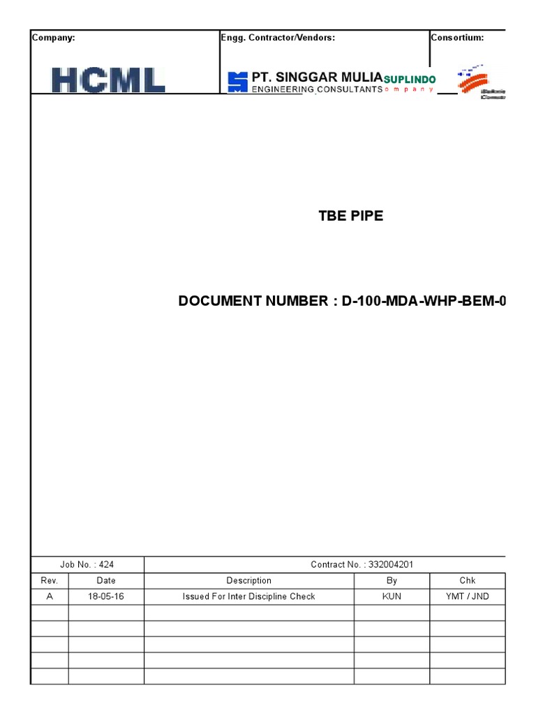 D 100 Mda WHP Bem 004 Tbe Pipe | PDF